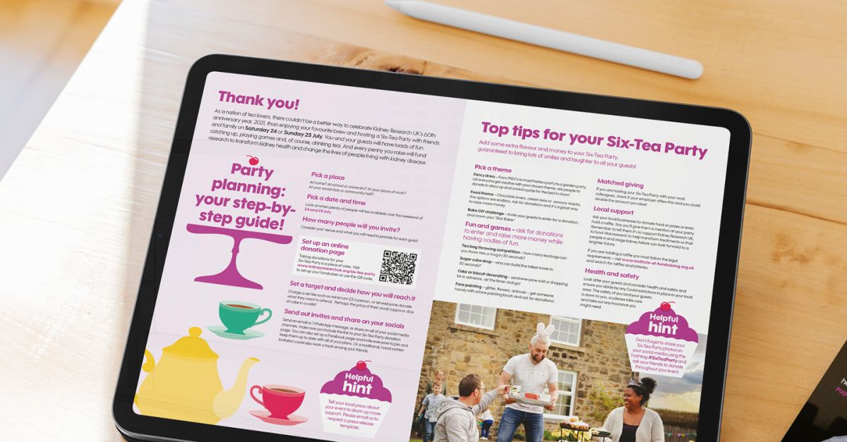Six-Tea Party Fundraising campaign - Adept - The Charity Design Experts